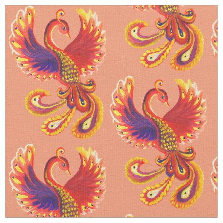 Phoenix on fire fabric | Zazzle