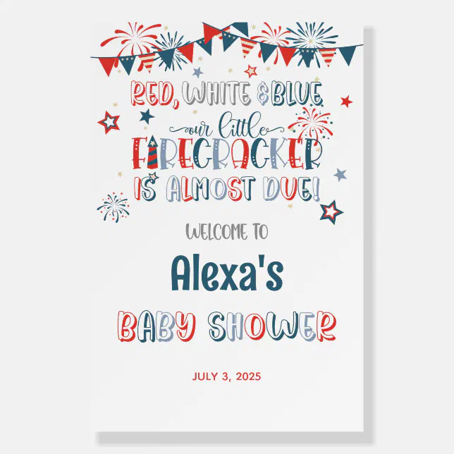 Firecracker 4th of July Baby Shower Welcome Sign | Zazzle