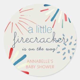 Firecracker 4th of July Fireworks Baby Shower Classic Round Sticker ...