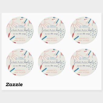 Firecracker 4th of July Fireworks Baby Shower Classic Round Sticker ...