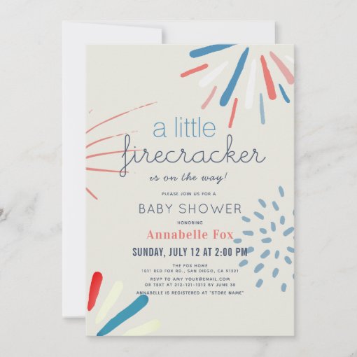 Firecracker 4th of July Fireworks Baby Shower Invitation | Zazzle
