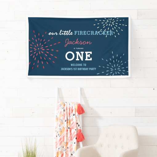 Firecracker 4th of July Fireworks Birthday Banner | Zazzle