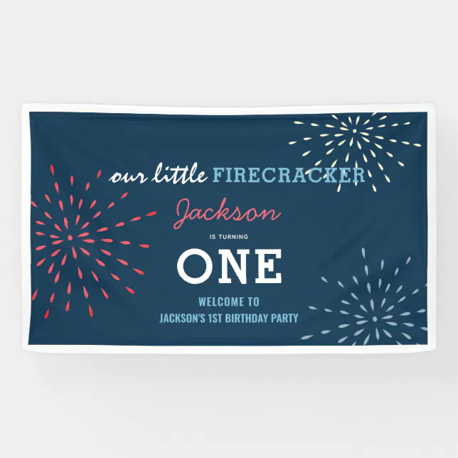 Firecracker 4th of July Fireworks Birthday Banner | Zazzle