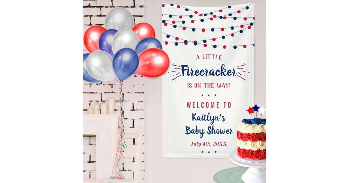 Firecracker On The Way! 4th Of July Baby Shower Banner | Zazzle
