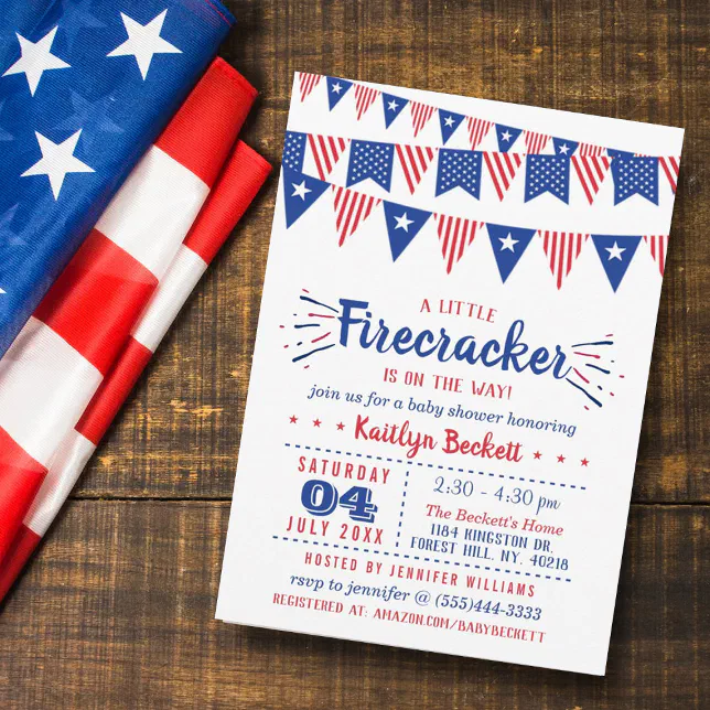 Firecracker On The Way! 4th Of July Baby Shower Invitation | Zazzle