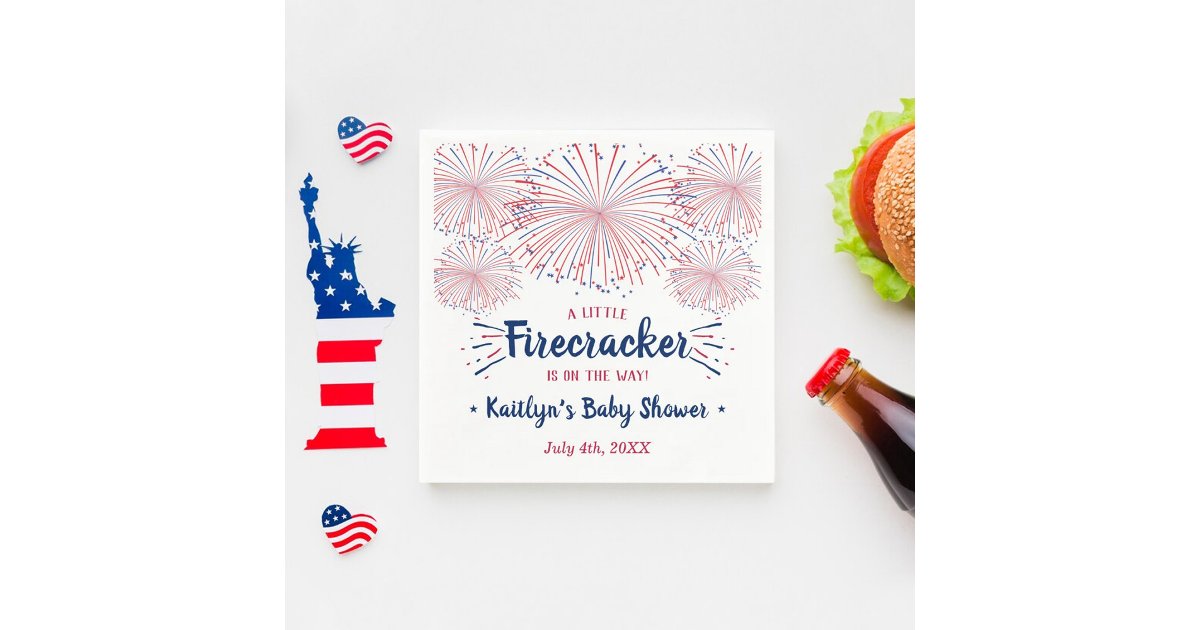Firecracker On The Way! 4th Of July Baby Shower Napkins | Zazzle