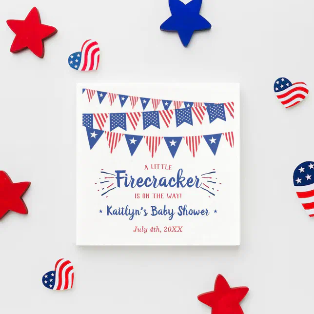 Firecracker On The Way! 4th Of July Baby Shower Napkins | Zazzle