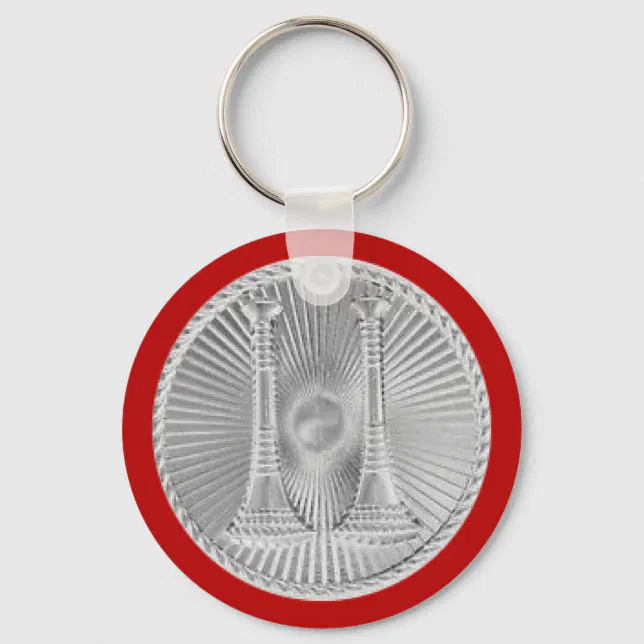 Firefighter 2 Bugle Silver Captain Medallion Keychain | Zazzle