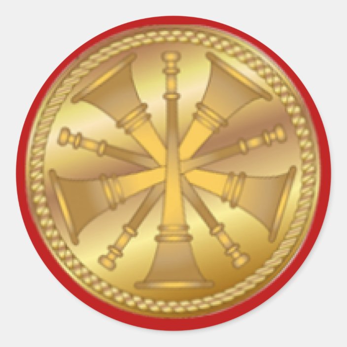 Firefighter 5 Bugle Gold Medallion Classic Round Sticker | Zazzle.com