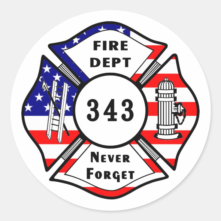 Firefighter 9/11 Never Forget 343 Classic Round Sticker | Zazzle