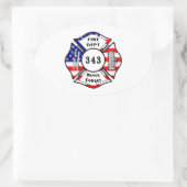 Firefighter 9/11 Never Forget 343 Oval Sticker | Zazzle