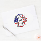 Firefighter 9/11 Never Forget 343 Oval Sticker | Zazzle