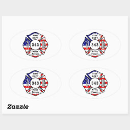 Firefighter 9/11 Never Forget 343 Oval Sticker | Zazzle