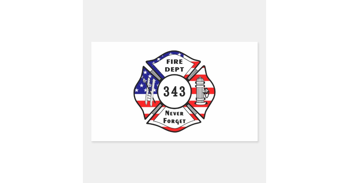Firefighter 9/11 Never Forget 343 Rectangular Sticker | Zazzle
