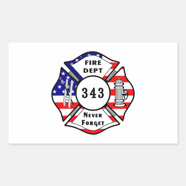 Firefighter 9/11 Never Forget 343 Rectangular Sticker | Zazzle