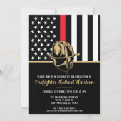 Firefighter Academy Graduation Red Flag Fireman Invitation | Zazzle