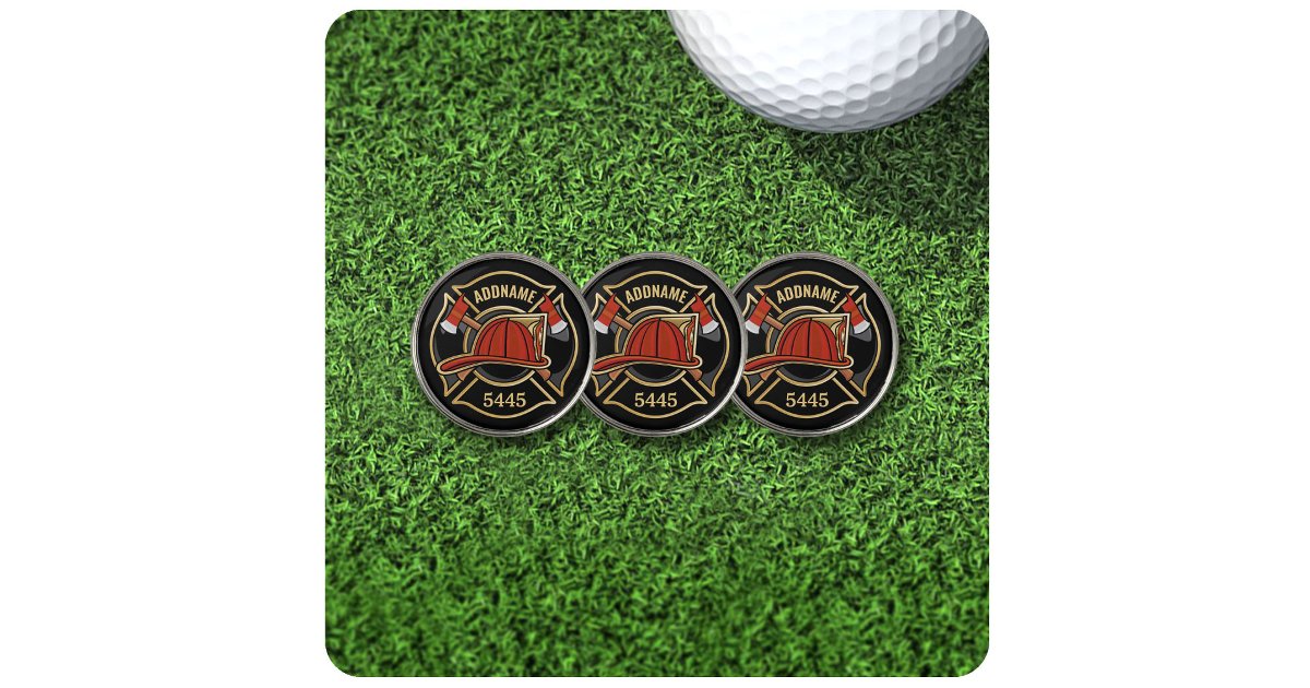 Firefighter ADD NAME Fire Station Department Badge Golf Ball Marker ...