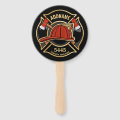 Firefighter ADD NAME Fire Station Department Badge Hand Fan | Zazzle