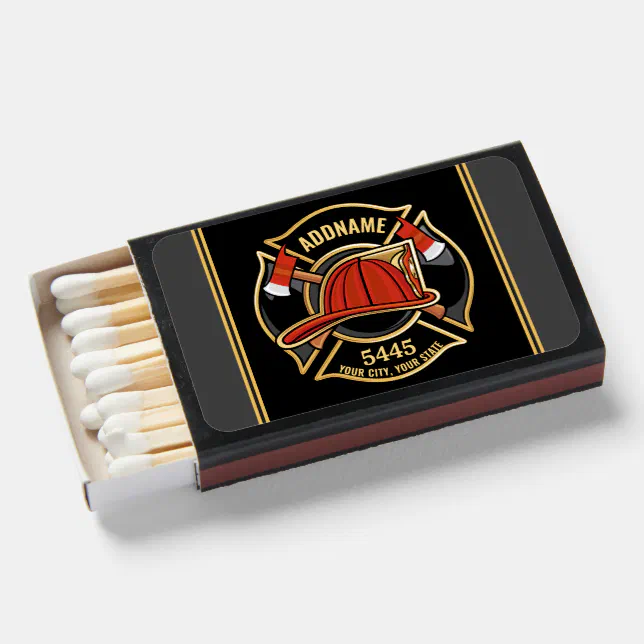Firefighter ADD NAME Fire Station Department Badge Matchboxes | Zazzle