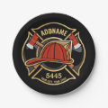 Firefighter ADD NAME Fire Station Department Badge Paper Plates | Zazzle