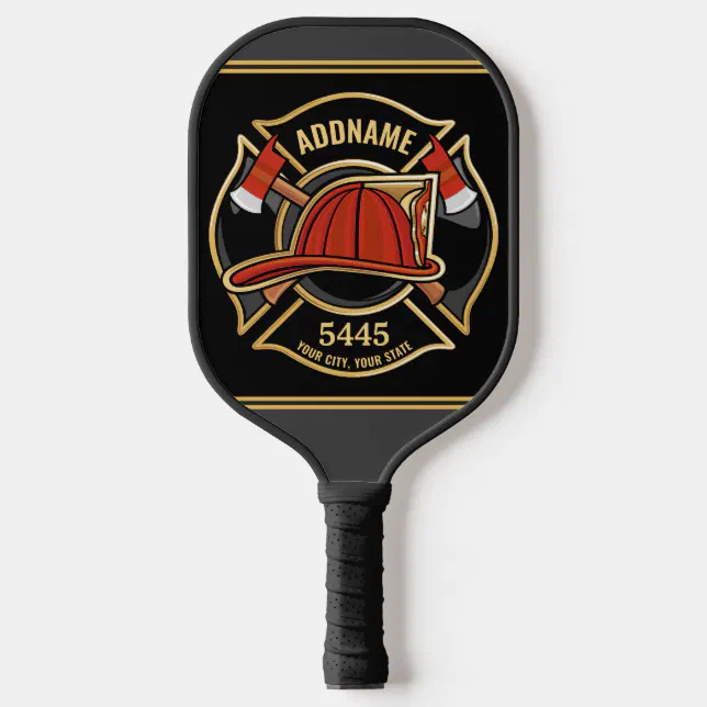 Firefighter ADD NAME Fire Station Department Badge Pickleball Paddle ...
