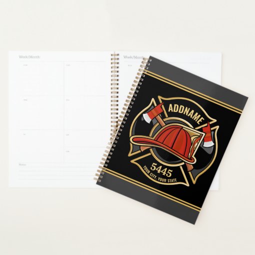 Firefighter ADD NAME Fire Station Department Badge Planner | Zazzle