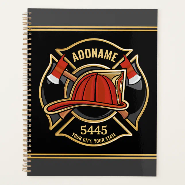 Firefighter ADD NAME Fire Station Department Badge Planner | Zazzle