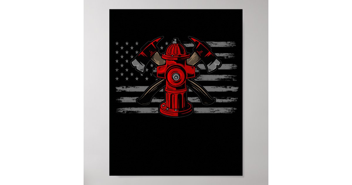 Firefighter American Flag Axe Poster | Zazzle
