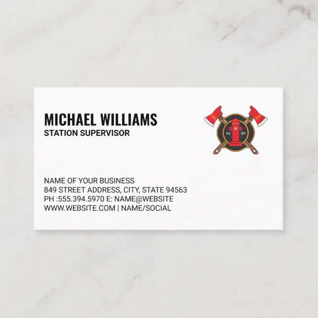 Firefighter Axes Logo Business Card | Zazzle