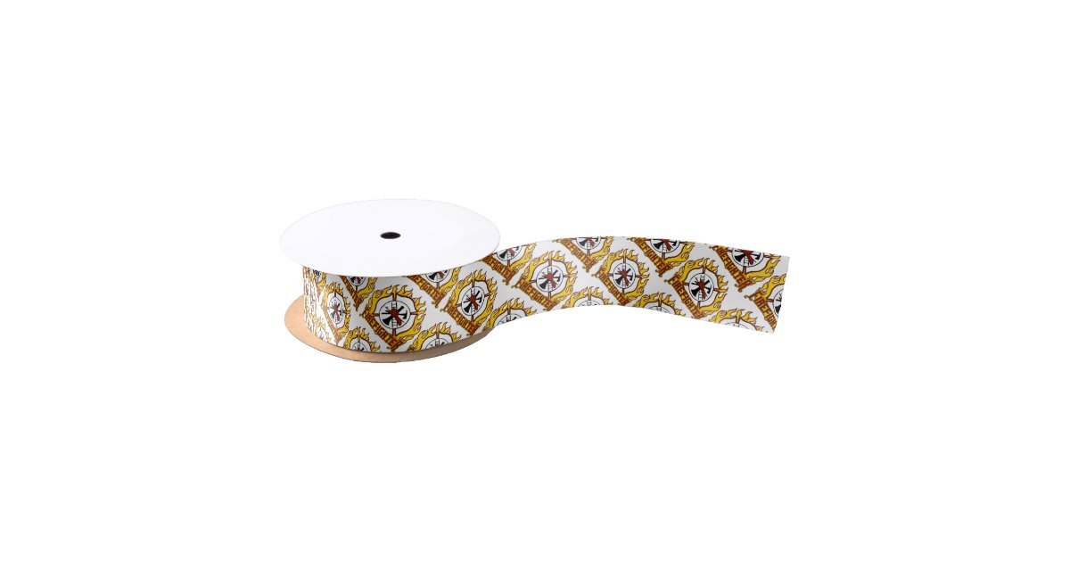 Firefighter Badge and Fire Satin Ribbon | Zazzle