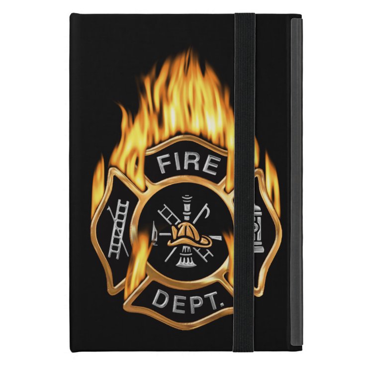 Firefighter Badge Flaming Gold Cover For iPad Mini | Zazzle