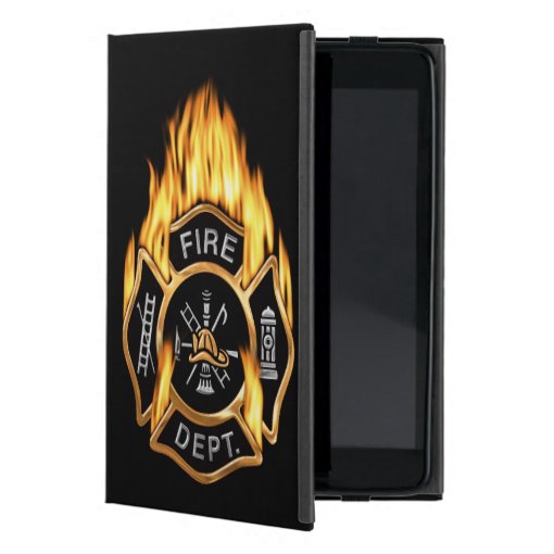 Firefighter Badge Flaming Gold Cover For iPad Mini | Zazzle