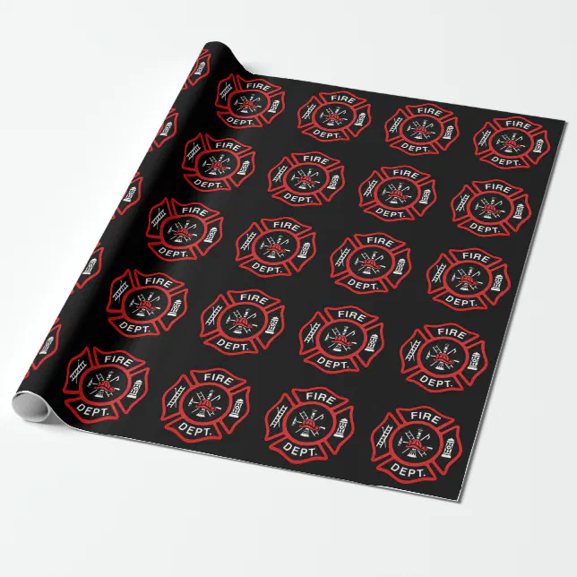Firefighter Badge Pattern Wrapping Paper | Zazzle