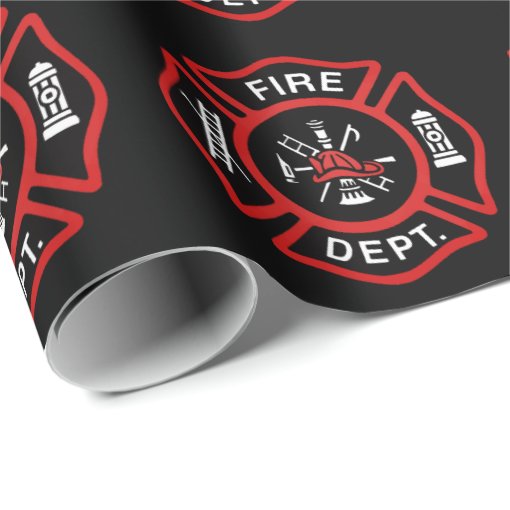 Firefighter Badge Pattern Wrapping Paper | Zazzle
