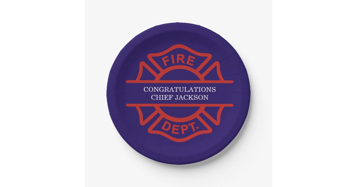 Firefighter Badge Retirement Paper Plate | Zazzle