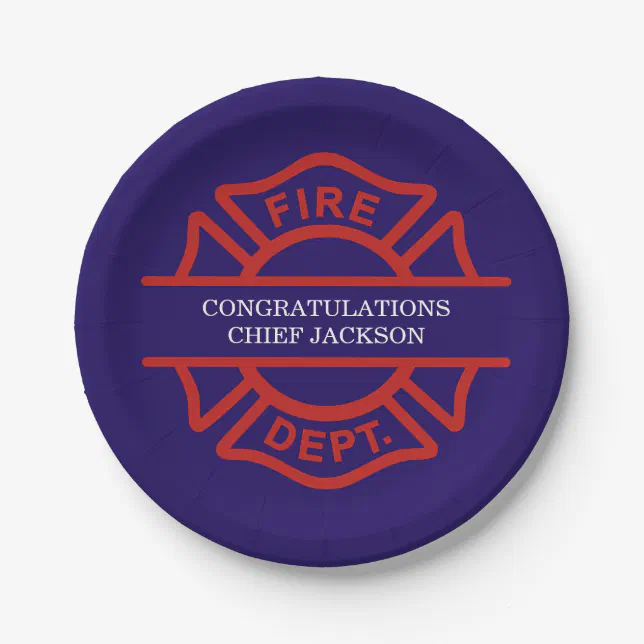 Firefighter Badge Retirement Paper Plate | Zazzle