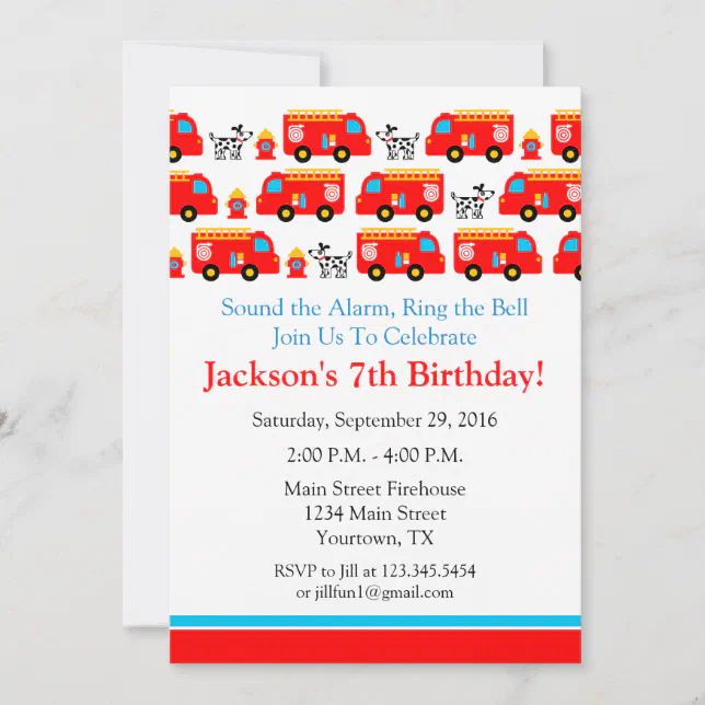 Firefighter Birthday Party Invitation | Zazzle