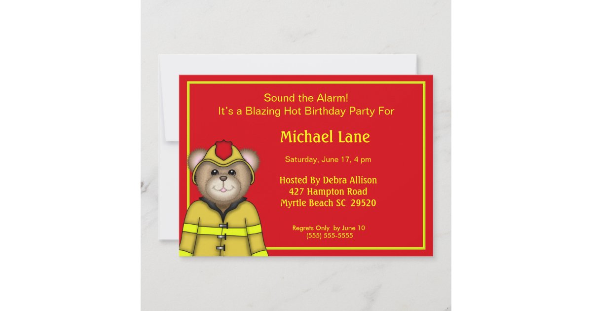 Firefighter Birthday Party Invitations | Zazzle.com