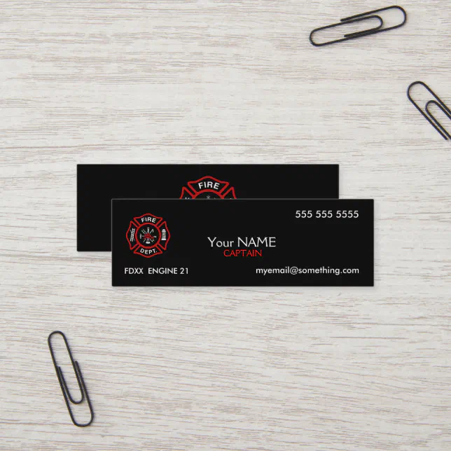Firefighter Black Mini Business Card | Zazzle