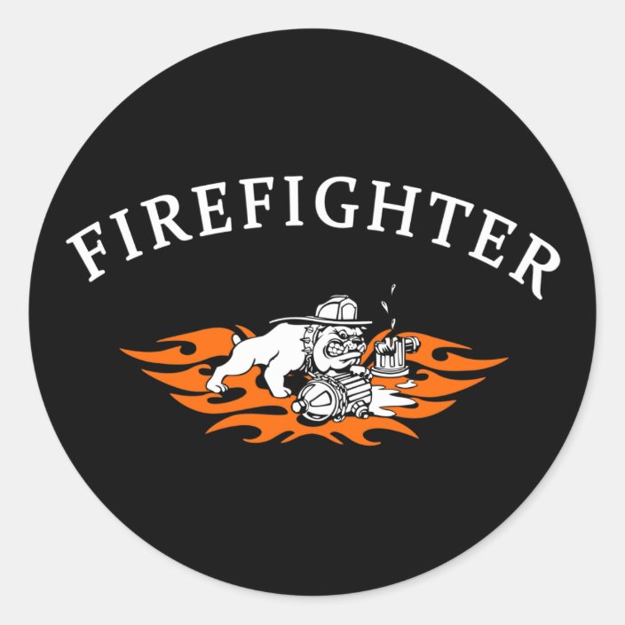Firefighter Bull Dog Tough Classic Round Sticker | Zazzle.com