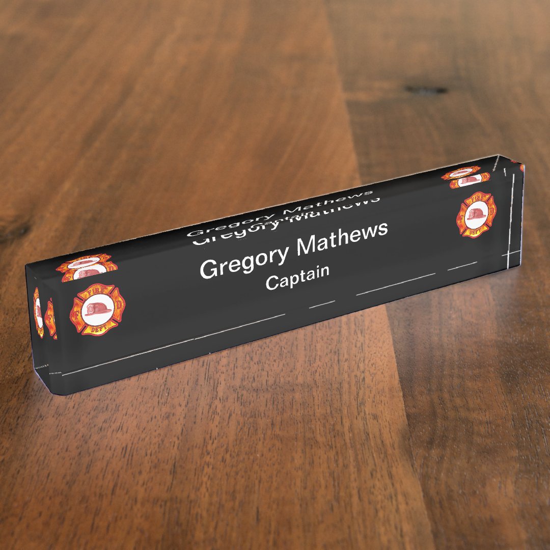 Firefighter Captain Desk Name Plates | Zazzle