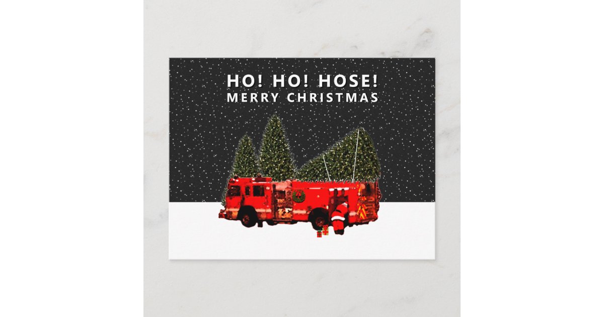 Firefighter Christmas Holiday Postcard | Zazzle