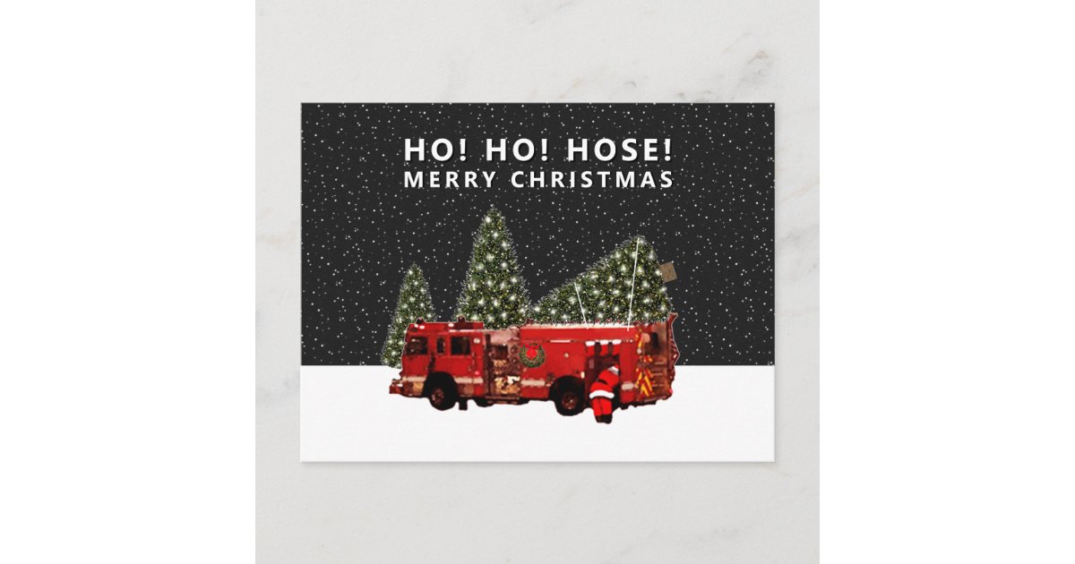 Firefighter Christmas Holiday Postcard | Zazzle