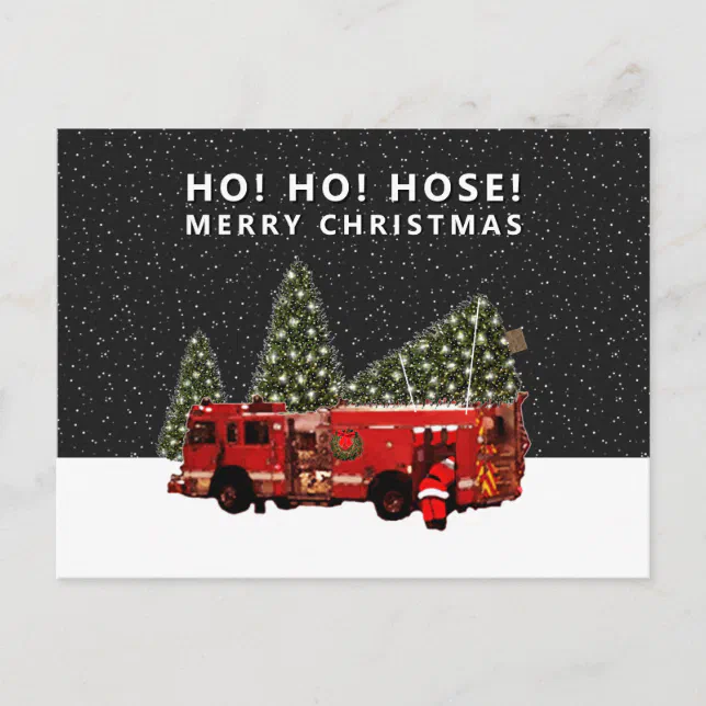 Firefighter Christmas Holiday Postcard | Zazzle
