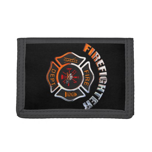 Firefighter Chrome Badge Tri-fold Wallet | Zazzle