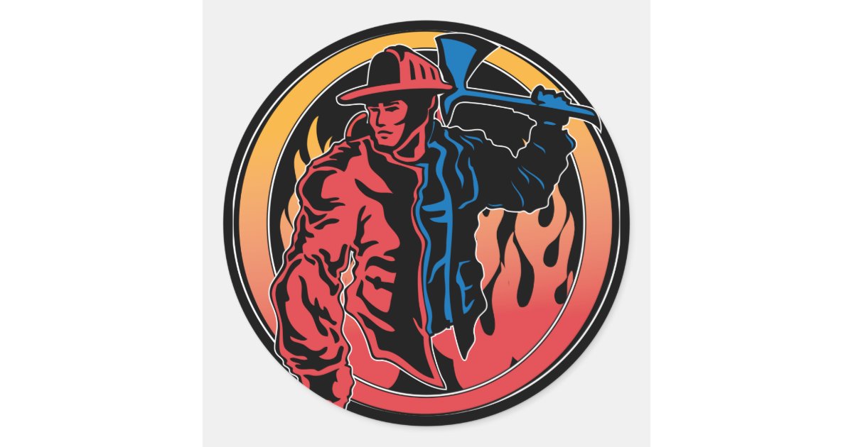 Firefighter Colors Classic Round Sticker | Zazzle