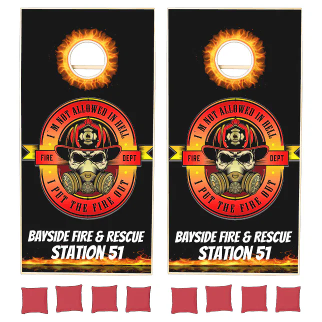 FIREFIGHTER CORNHOLE SET | Zazzle