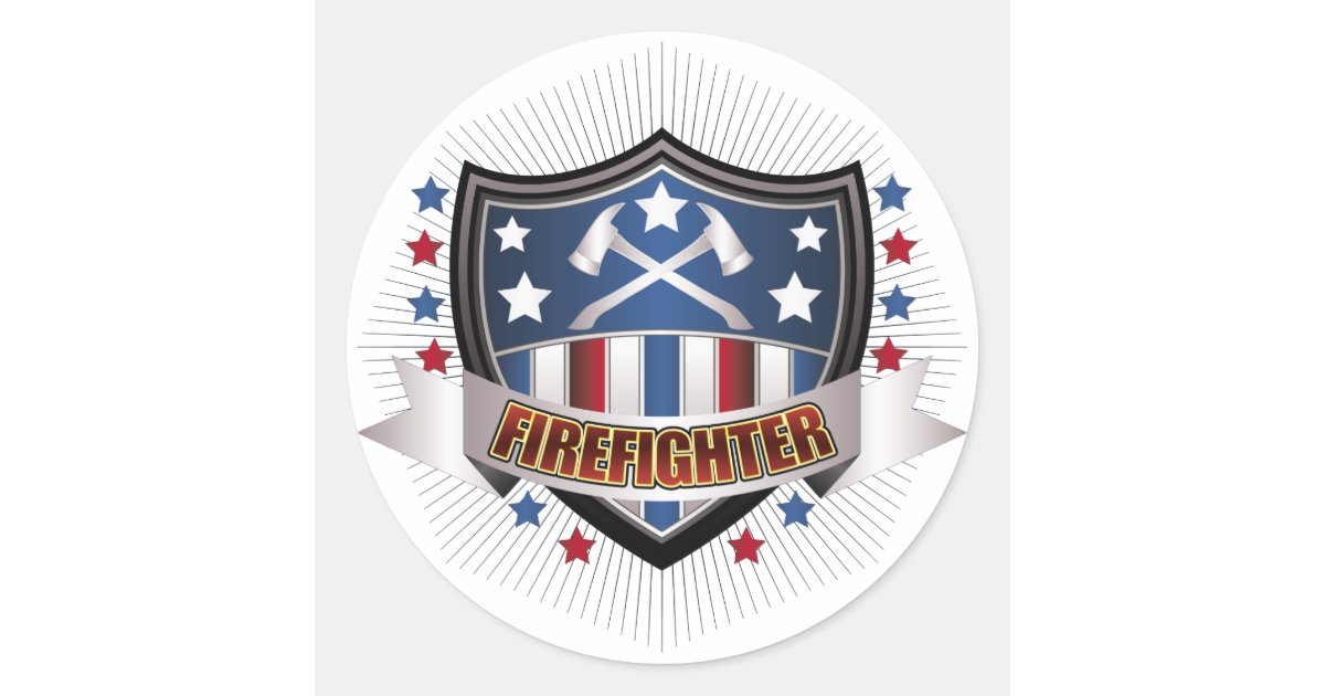 Firefighter Crest Classic Round Sticker | Zazzle