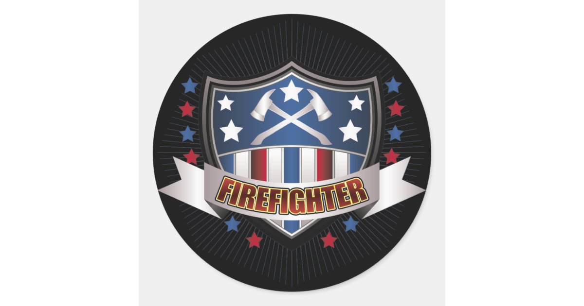 Firefighter Crest Classic Round Sticker | Zazzle