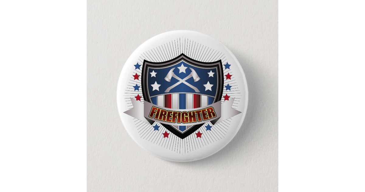 Firefighter Crest Pinback Button | Zazzle
